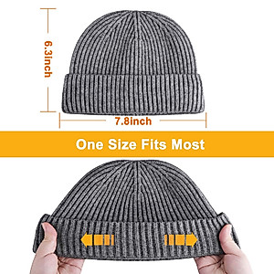 choshion 50% Wool Warm Cuffed Short Knit Fisherman Beanie for Men Women Winter Hats Trawler Skull Cap, Green