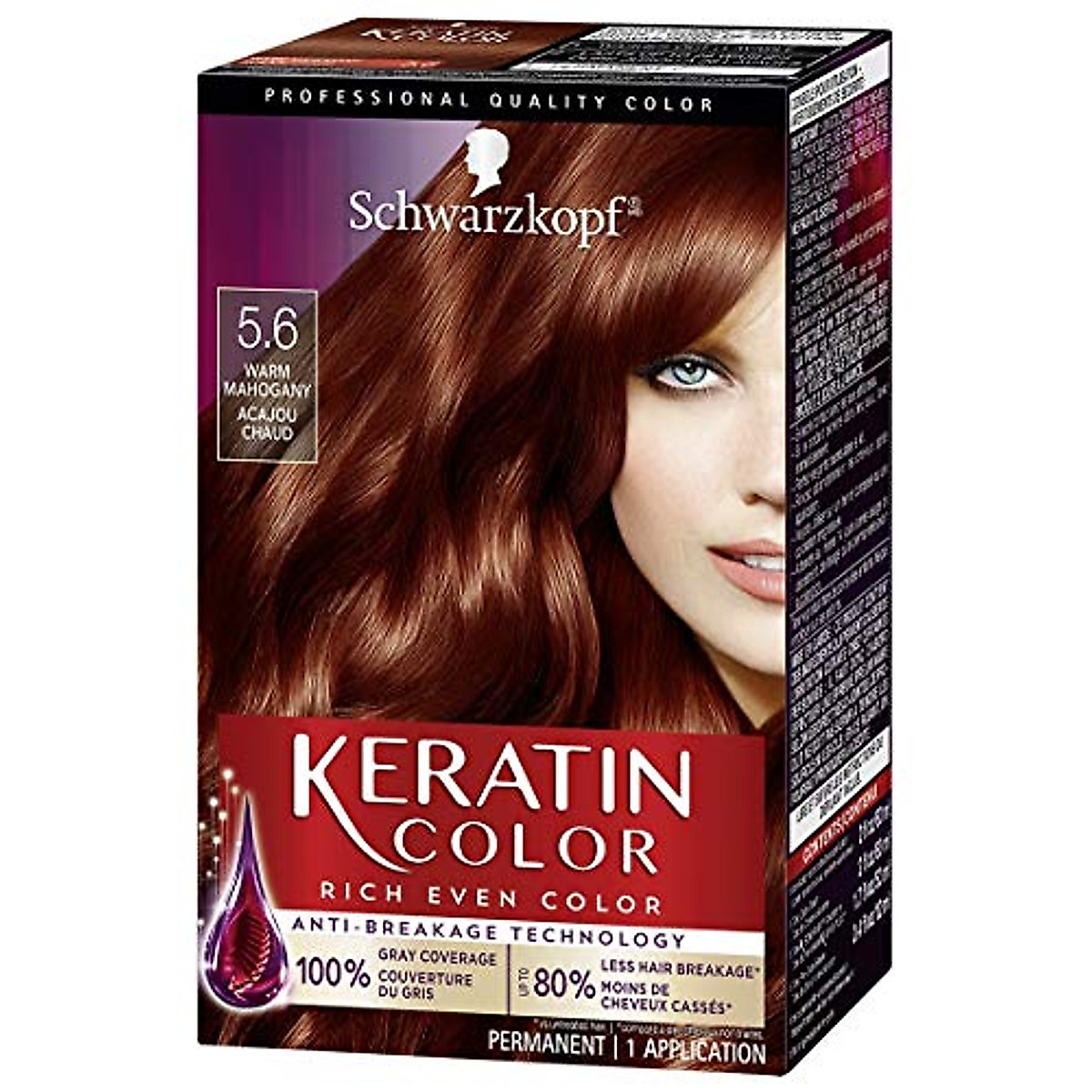 Schwarzkopf Keratin Color Permanent Hair Color Cream, 5.6 Warm Mahogany