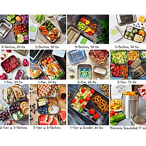 ecozoi Stainless Steel Lunch Box, 3-Tier Leak Proof Stackable Lunch Container Convertible to 1-Tier, With sauce Container and Silicone Band, Eco Friendly Bento Box Family Friendly (70 oz)