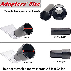 TunaMax Shop Vac Extractor Attachment with 1-1/4" & 1-7/8" Two Adapters for Upholstery & Carpet Cleaning and Car Detailing, Clear Nozzle Extraction Accessories for 1-9 Gallon Wet/dry Vacuum Cleaners