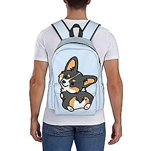 FeHuew 17 inch Backpack Cute Corgi Tricolor Dog Laptop Backpack School Bookbag Shoulder Bag Casual Daypack