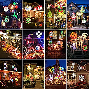 Christmas Lights,UNIFUN 12 Patterns LED Projector Lights with red and Green dot Star , Waterproof Landscape Light for Celebration Halloween ,Christmas ,Birthday and Party Decoration