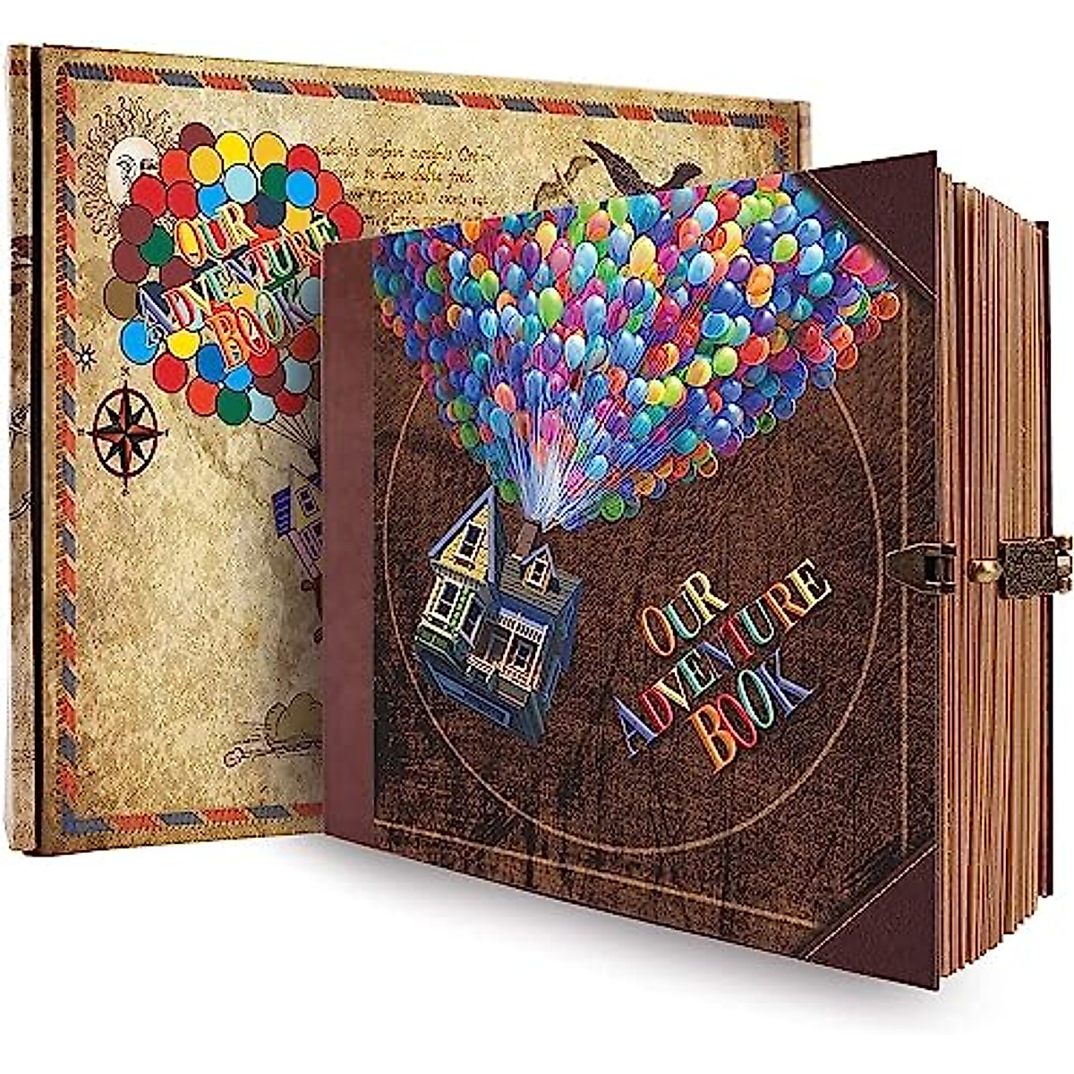 JIMBON Our Adventure Book Scrapbook Photo Album,Retro Style Embossed Letter Cover Travel Diary Journal Scrap Book Kit For Couples,Memory Book For Anniversary Wedding,Best Friend Gift