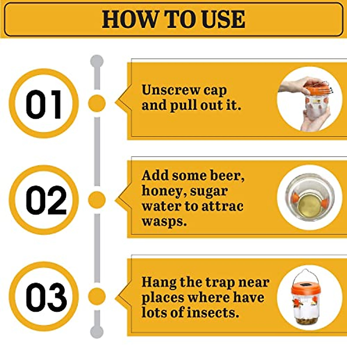 BEE COLINE Wasp Trap Outdoor Hanging - Solar Powered Bee Trap Outdoor - Wasp Killer for Wasps, Hornets, Fruit Flies, and Insects - Effective Insect Trap - Bee Killer and Yellow Jacket Trap Pack of 2