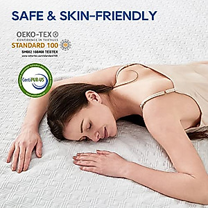 2 Inch 7-Zone Memory Foam Mattress Topper Queen with Bamboo Cover, Cooling Gel-Infused Swirl Egg Crate Memory Foam, Standard 100 by Oeko-TEX Certified, Blue