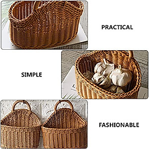 Cabilock Woven Storage Basket Wall Mounted Hanging Basket Wall Hanging Storage Organizer Entryway Mail Letter Holder Wall Decor for Office Bedroom Home