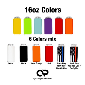 QualityPerfection Can Cooler Sleeves, 16 oz Neoprene Blank Beer Coolers (Pack of 6) Thick Fabric Tall Beer Collapsible Drink Coolies, Thermocoolers 16 ounce Tall Boy (Flag on the wind)