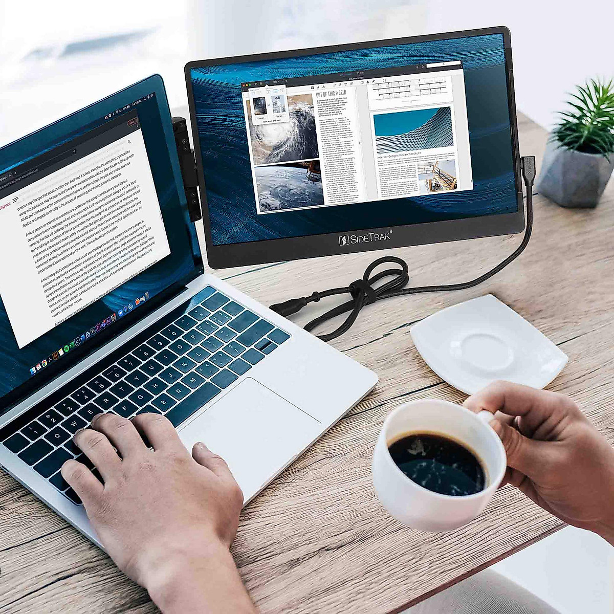 SideTrak Swivel 12.5” Attachable Portable Monitor for Mac FHD IPS Dual Screen with Kickstand | Compatible with All MacBook Pro & MacBook Air Laptops | Powered by USB-C or Thunderbolt