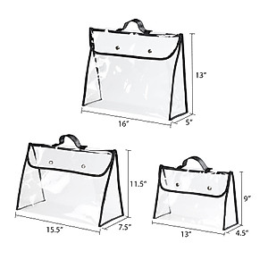 Univivi 6 Pack Dust Bags For Purses and Handbags,Clear Dust Covers Bag Organizer Closet Organizer System,Bedroom Handbag Organizer, With Magnet Button & Leather Handle (3 Size)