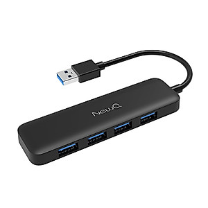 NewQ Small USB Hub for Laptop: 4 USB 3.0 Port Compact Size Mini USB Splitter, 5Gbps Ultra Slim Portable USB Adapter Compatible with MacOS/Windows, Xbox, Flash Drive, Mobile HDD, Keyboard, Mouse etc