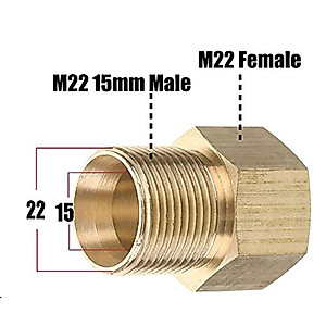 LOVHO Pressure Washer Coupler Adapter, M22 15mm Male to M22 14mm Female Thread Fitting, 4500 PSI