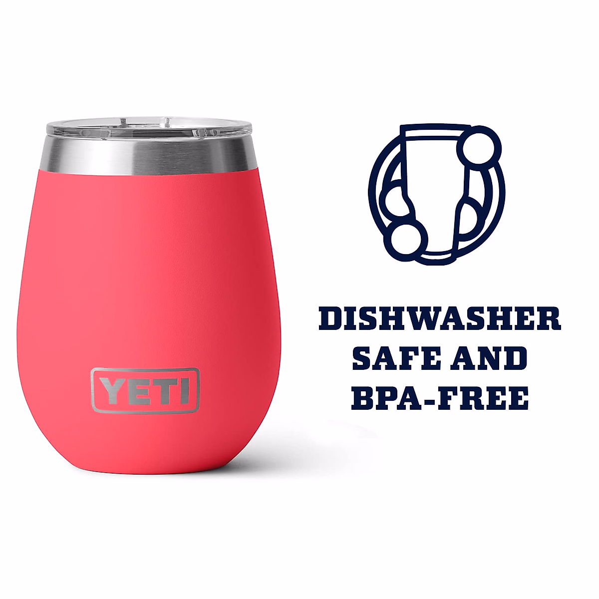 YETI Rambler 10 oz Wine Tumbler, Vacuum Insulated, Stainless Steel with MagSlider Lid, Bimini Pink
