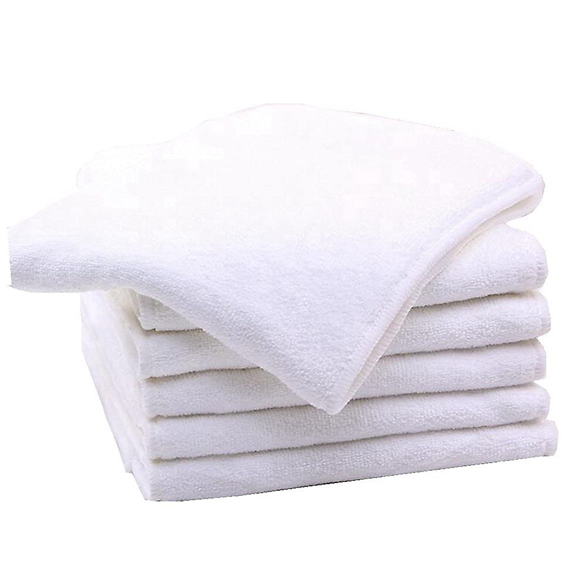 6 Pack Rayon Microfiber Inserts Liners for Adults Cloth Diapers for Incontinence Care, 4-Layer Washable Reusable Large Absorbent (White, 6 Pack)