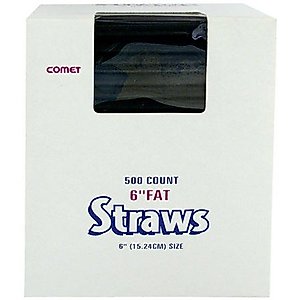 WNA Comet West 6-inch Black Straws (Case of 3000)