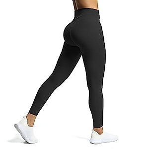 Aoxjox High Waisted Workout Leggings for Women Scrunch Tummy Control Luna Buttery Soft Yoga Pants 26" (Black, Small)