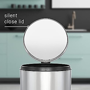 happimess HPM1000A Oscar 8-Gallon Step-Open Trash Can with Free Mini Trash Can, Fingerprint Resistant, Kitchen, Laundry Room, Office, Large: 7.9 Gallons, Small: 1.3 Gallons, Stainless Steel