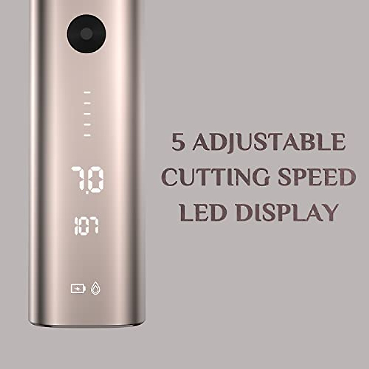 Memorism Blizz CS7 Men’s Cordless Hair Clipper for Home and Barbershop - with T-Blade Clipper and Stainless Steel/Ceramic Blade, 4 Adjustable Length Guards, Waterproof, LED Display (Rose Gold)