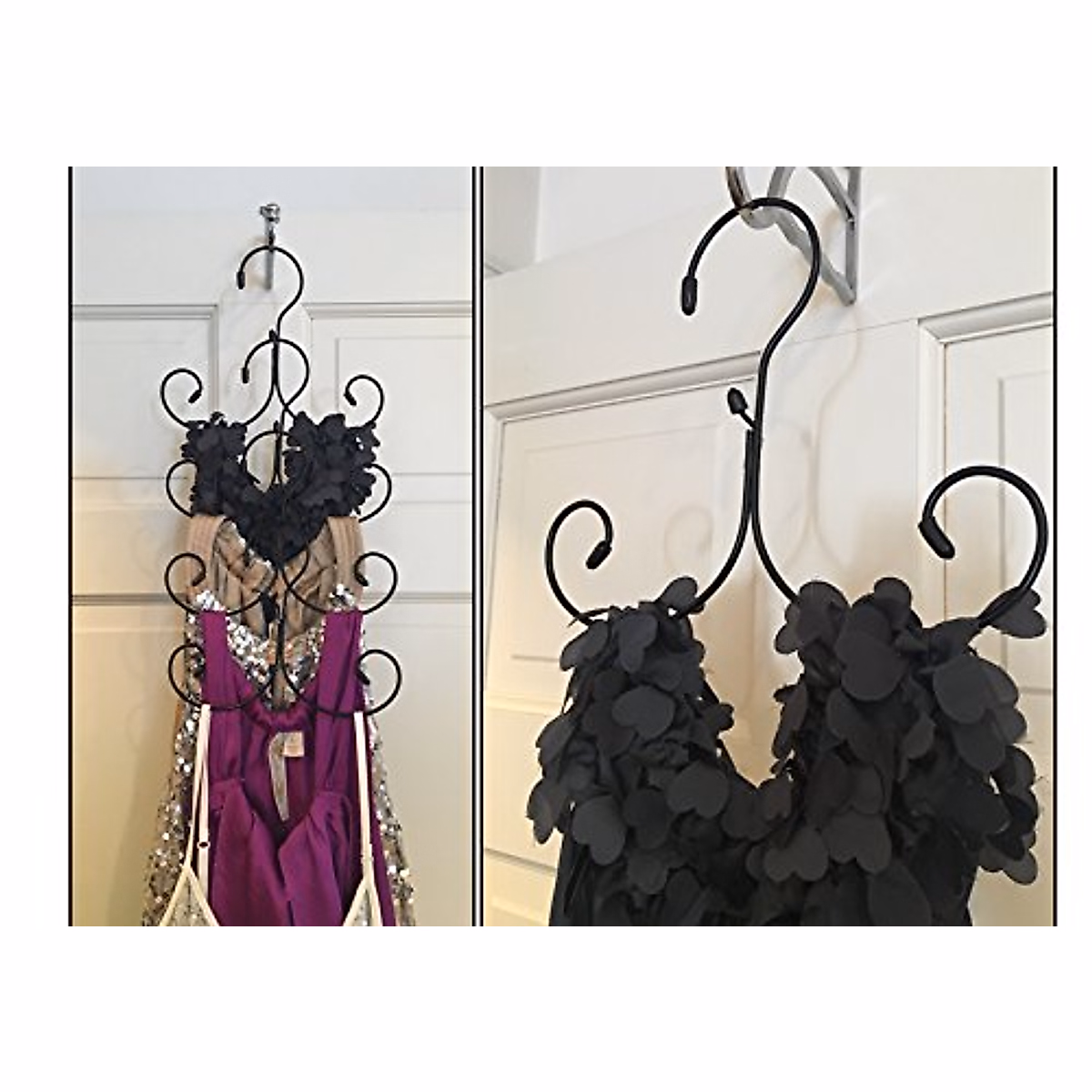 Non-Slip Cascading Hanger - Curly Hanger for Tank Tops, Sports Bra, Yoga Tops, Lingerie, Swimsuits by Boottique (Black- Set of 5)