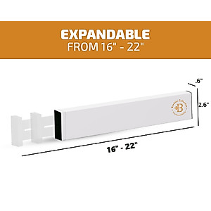 4 Pack Drawer Dividers Bamboo 2.6" High, 16-22" Adjustable Drawer Organizers for Clothes, Expandable Dresser Separators in Bedroom/Bathroom/Kitchen/Office Organization and Storage (White)