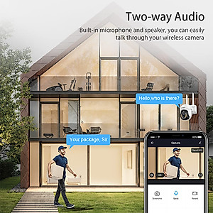 INQMEGA TUYA PTZ Camera Outdoor, 3MP Security Home Surveillance Camera with 2.4G WiFi, Waterproof IP Wireless Camera, Color Night Vision，Two-Way Audio, Motion Detection, Cloud & SD Card