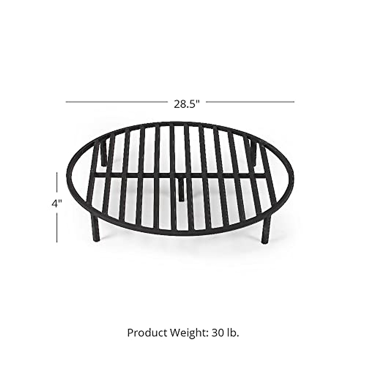 TITAN GREAT OUTDOORS Round 28.5in Fire Pit Grate, Heavy Duty 1/2in Steel Elevated Log Wood Pit Grate, Burning Fireplace and Firepits