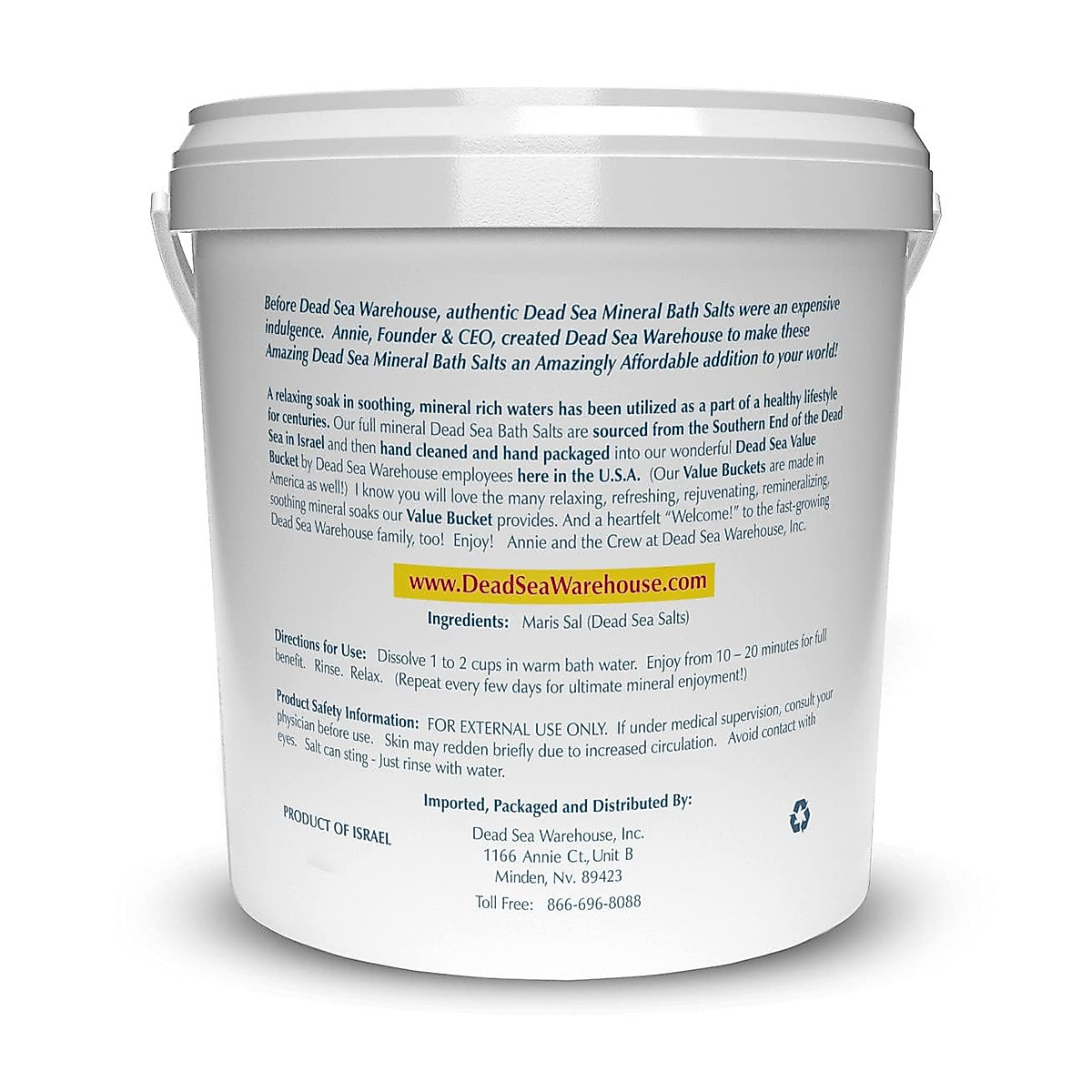 Dead Sea Warehouse-Amazing Minerals Dead Sea Bath Salts,100% Full Mineral Therapeutic Bath Salts, Detoxifying & Moisturizing, Exfoliating for Dry Skin, Unscented(5 lbs)