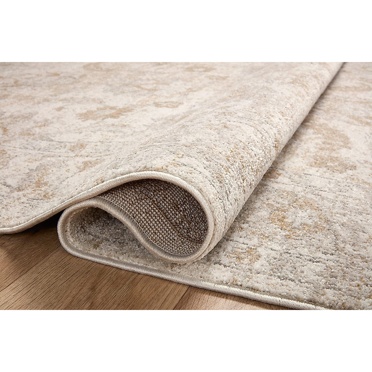 Loloi Odette Collection 6'-7" x 9'-6" Area Rug in Ivory/Beige - Designer Long Runner Rug, Neutral Runner Rug for Hallways & Entryways, High-Traffic Area Rug