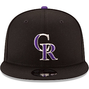 New Era Unisex-Adult MLB 9Fifty Team Color Primary Logo Adjustable Snapback Hat Cap One Size Fits All - Colorado Rockies Black