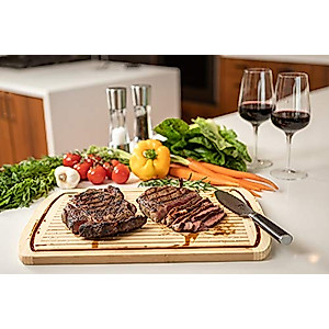 Bamboo Cutting Board With Juice Grooves | Premium Kitchen Chopping Board for Meat (Butcher Block) Cheese and Vegetables | Anti Microbial - 17 x 12