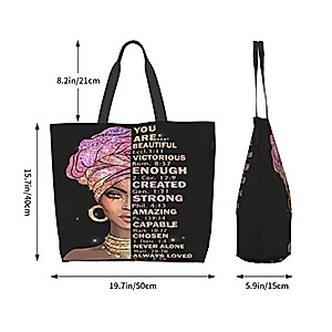 IHDABGDM african girl tote bag shopping bag shoulder bag black african girl magic shoulder bag shopping, work, groceries, gym