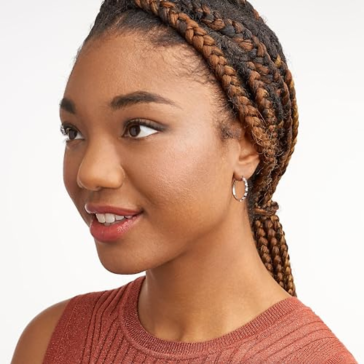 Sterling Silver Alternating Created Blue and White Sapphire Hoop Earrings, metal, corundum