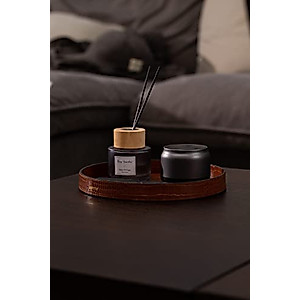 Cockatoo Faux Leather Round Tray, Decorative Coffee Tray for Ottoman, Living Room & Modern Home Decor (Medium/9", Arabian Spice)