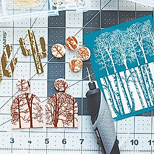 OLYCRAFT 4x5 Inch Clay Stencils Birch Tree Pattern Silk Screen Printing Stencils Forest Mesh Transfer Stencils Reusable Washable Mesh Stencil for Polymer Clay Jewelry Earrings Making