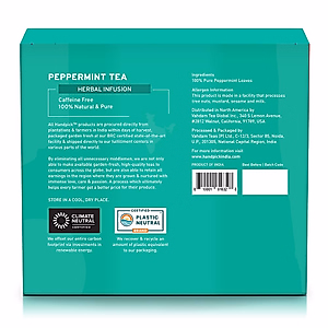 HANDPICK, Peppermint Tea Bags (100 Herbal Tea Bags) Caffeine Free, Non-GMO - Minty, Fresh & Cool flavor | Premium Round Eco Conscious Tea Bags