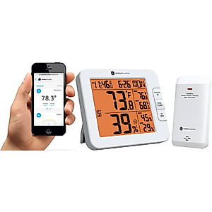 Ambient Weather WS-8482 7-Channel Wireless Internet Remote Monitoring Weather Station with Indoor/Outdoor Temperature & Humidity, Compatible with Alexa, White