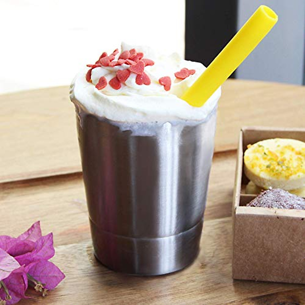 Housavvy 8oz Kids & Toddlers Reusable Silicone Drinking Straws 12 Pack with Cleaning Brush (Smoothie Straws for Housavvy 8oz Kids Cups)