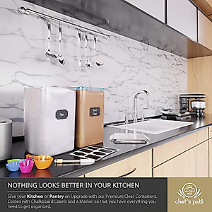 Chef's Path Flour and Sugar Container with Lids (Set of 2, 6.5 Liters Each) - Airtight Kitchen & Pantry Bulk Food Storage - 25 LB Flour and Sugar Containers