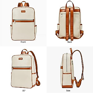 BOSTANTEN Leather Laptop Backpack for Women 15.6 inch Computer Backpack Travel Work School Bag