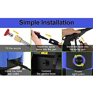 Power Washer, TE3000 1.9GPM Pressure Washer 1800W Electric High Pressure Washer Professional Car Washer Cleaner Machine with Hose Reel ,5 Nozzles for Patio Garden Yard Vehicle