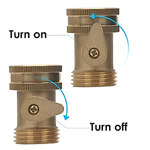 STYDDI Garden Hose Inline Shut Off Valve, Solid Brass Hose Shut-Off Ball Valve Connector Coupling, Hose Connector with ShutOff Valve, 2 Set with 4 Hose Washer