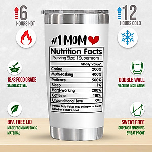 TEEZWONDER Gifts For Mom From Daughter, Son, Christmas, Mothers Day, Valentines Day, Birthday Gifts For Mom, Grandma, Mother In Law, Bonus Mom, New Mom Gifts For Women, 20 Oz Stainless Steel Tumbler