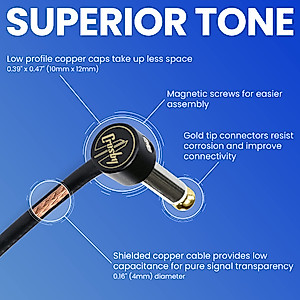 Crosby Solderless Pedalboard Cable Kit - No Cable Stripping Required, 10 Feet of Cable & 10 Gold Tip Connectors with Magnetic Screws & Screwdriver Make 5 DIY Custom Patch Cables