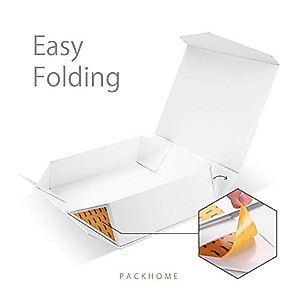 PACKHOME 16.3x14.2x5 Inches, Christmas Gift Box, Extra Large Gift Box with Lid, Gift Box for Clothes and Large Gifts (Matte White with Grain Texture)