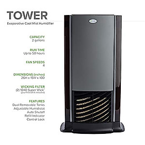 AIRCARE D-Series Small Home/Large Room Humidifier (1,200 sq ft, Black)