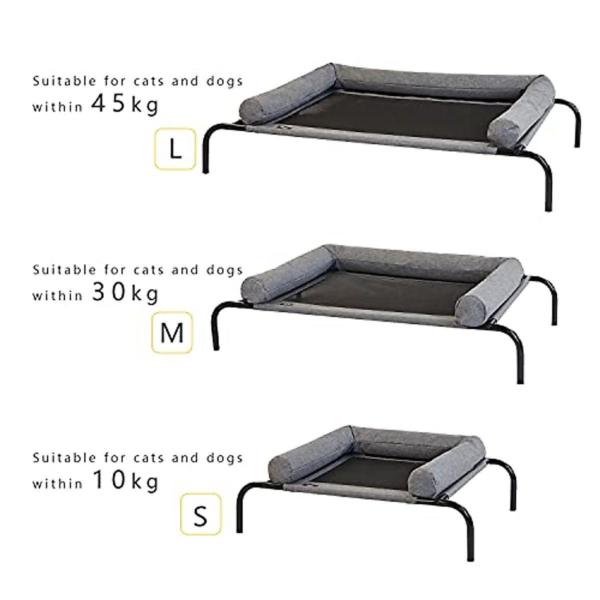 objoy Original Elevated Dog Bed Protable Raised Pet Cots with Soft Side for Large Medium Small Dogs, Sturdy Frame& Breathable Mesh for Indoor Outdoor Use (L)
