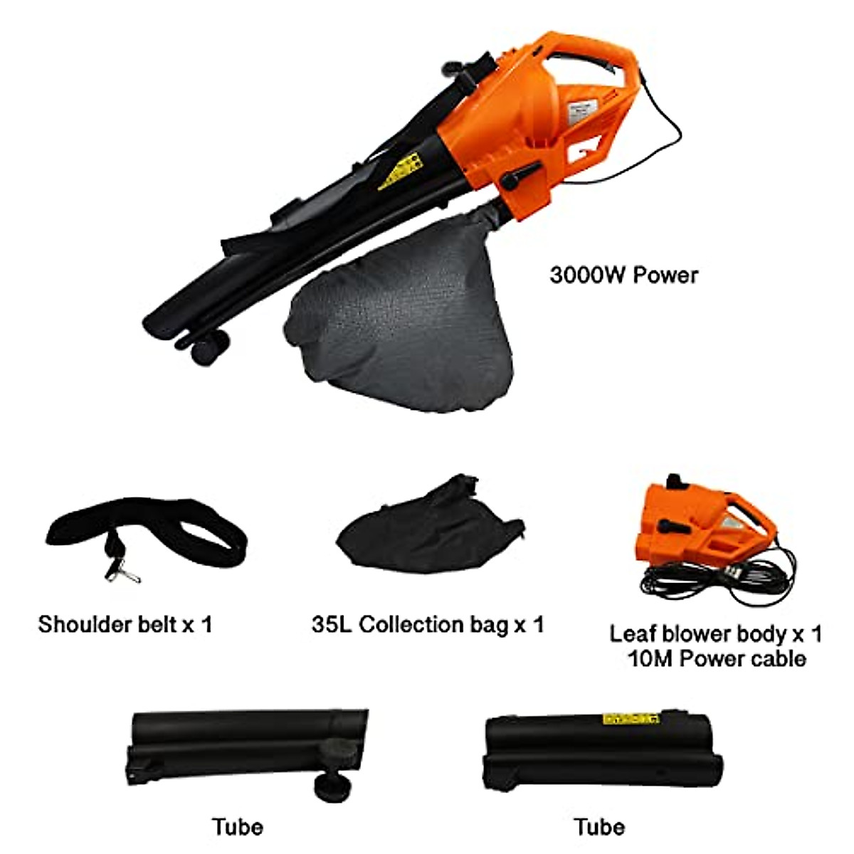 Leaf Blower,Leaf Vacuum 3 in 1 Blowers for Lawn Care Electric Leaf Blower 3000W with 35L Collection Bag, Holywarm Leaf mulcher 10:1 Shedding Ratio 10m Cable