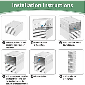 Fancystyle Shoe Box Organizer, 6-Tier, No-Assembly, One-Piece Design, Magnetic Clear Doors, Compact Foldable & Space-Saving, Ideal for Sneaker Display & Everyday Footwear