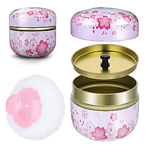 Molain Powder Case with Powder Puff for Body Baby After-Bath Powder Puff Kit Body Powder Puff and Container Dusting Powder Box for Baby&Women (Pink)