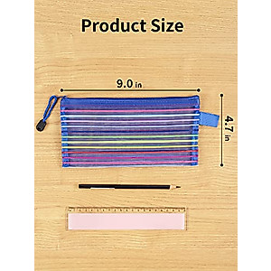 JARLINK 20 Pack 10 Colors Zipper Mesh Pouch, Pencil Pouch Pen Bag Multipurpose Travel Bags for Office Supplies Cosmetics Travel Accessories Multicolor