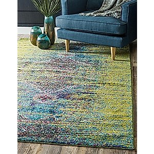 Unique Loom Vita Collection Saturated Over-Dyed Traditional Gradient Area Rug, 2 ft 2 in x 3 ft, Olive/Yellow